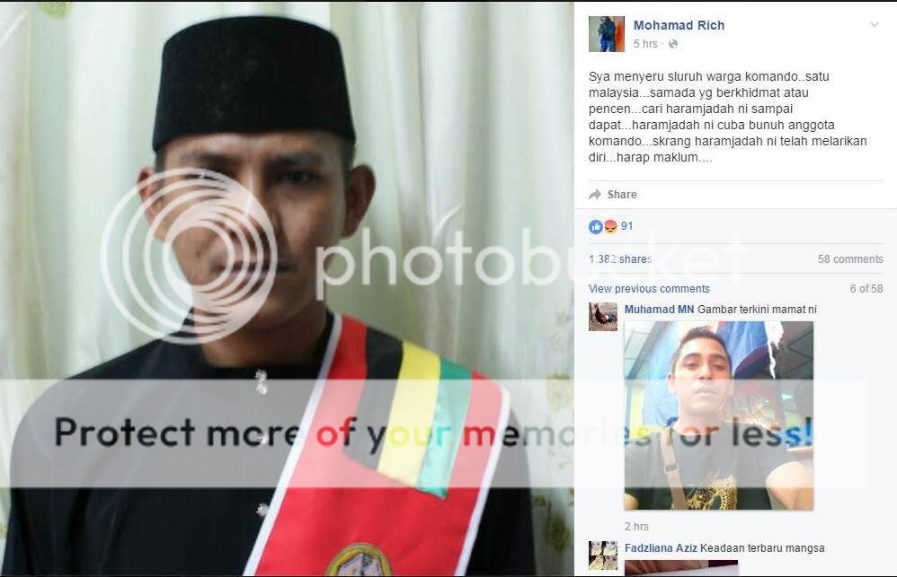 Suspek cobaan membunoh Mat Komando