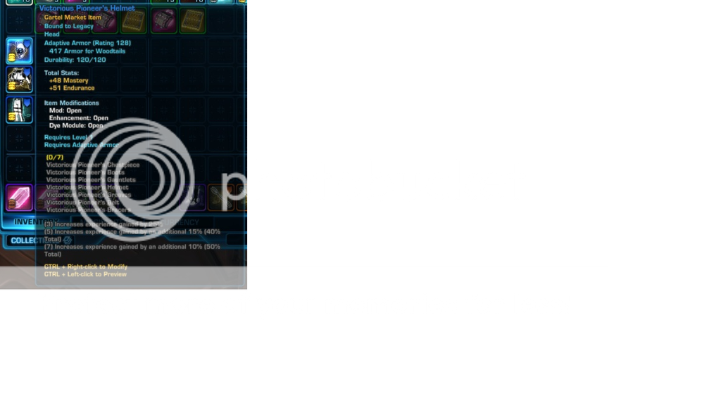 The new legacy gear with the XP boost has no armor slots??? - General ...